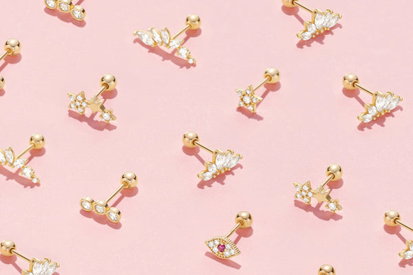 Solid Gold Ball Back Piercings & Cartilage Earrings | Musemond