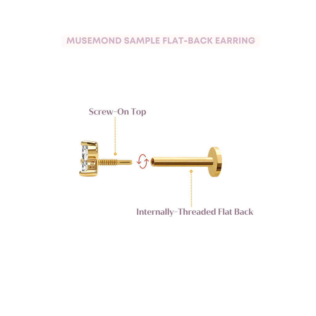 Lightning Bolt Labret Piercing 14K Gold | Musemond