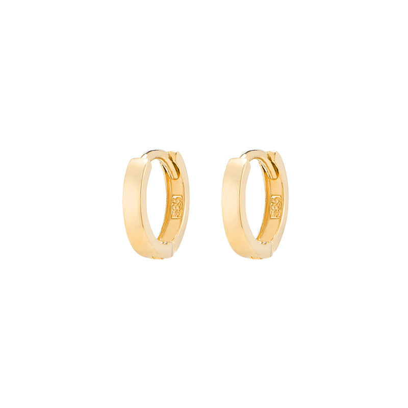 14K Gold Flat Huggie Hoop | Musemond