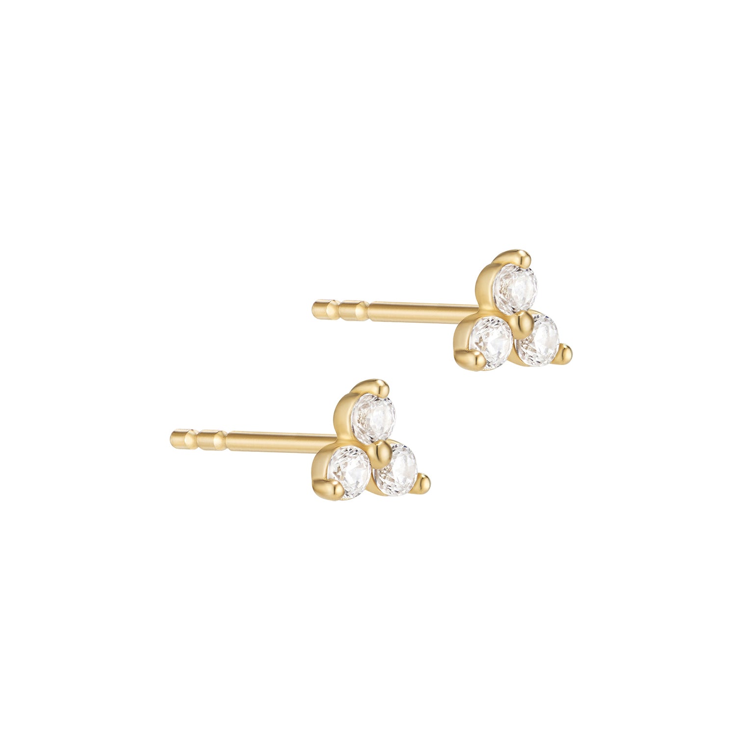 Mini Trinity Cluster Stud Earring 14K Gold | Musemond