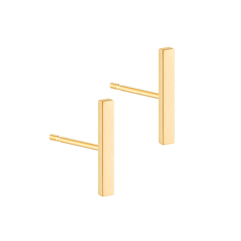 Medium Bar Stud Earring 14K Gold | Musemond