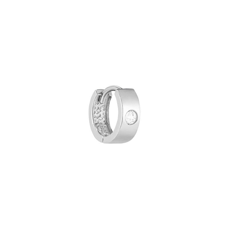 Single Stone Bold Huggie Hoop 14K Gold | Musemond