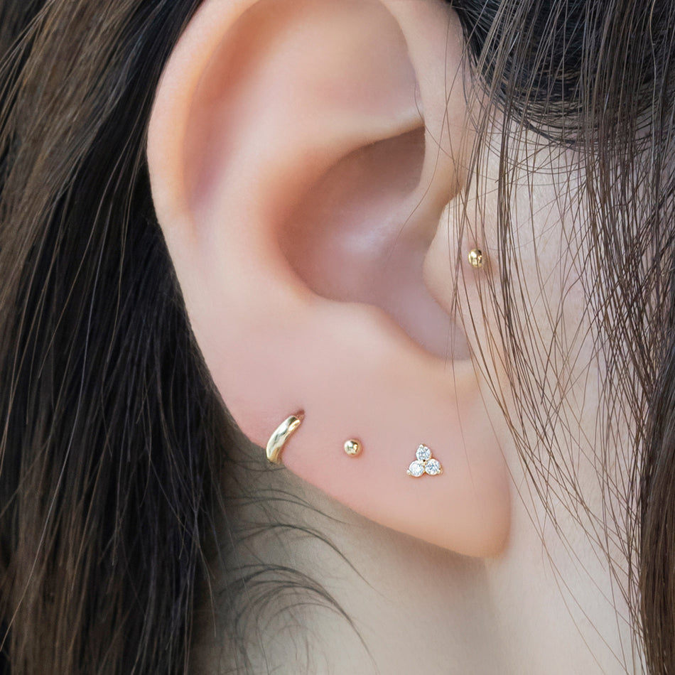 Mini Trinity Cluster Stud Earring 14K Gold | Musemond
