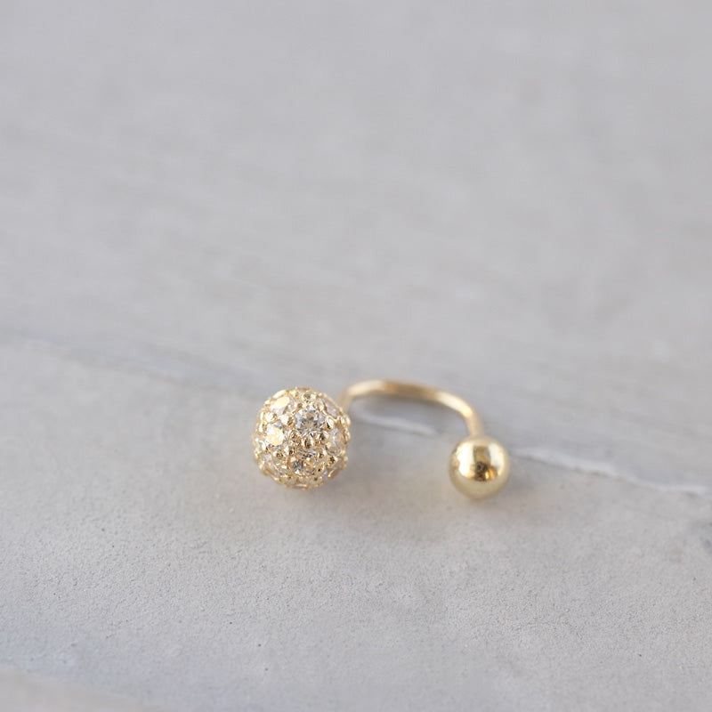Glitter Ball Curved Barbell 14K Gold | Musemond