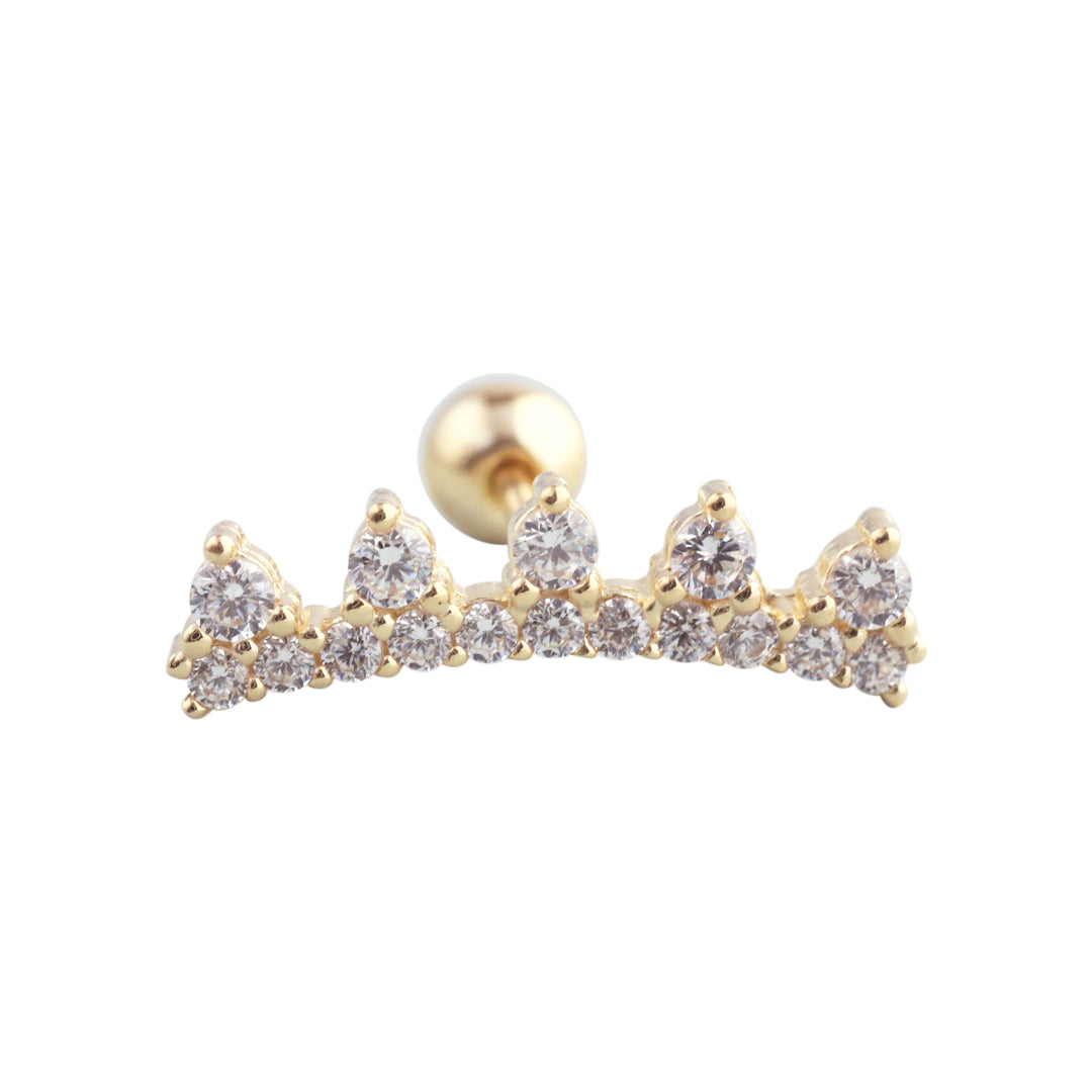 Curved CZ Crown Cartilage Stud Earring | Musemond