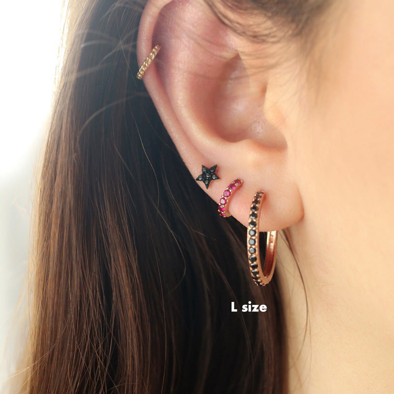 Stacker Pave Hoop Earring 14K Gold | Musemond