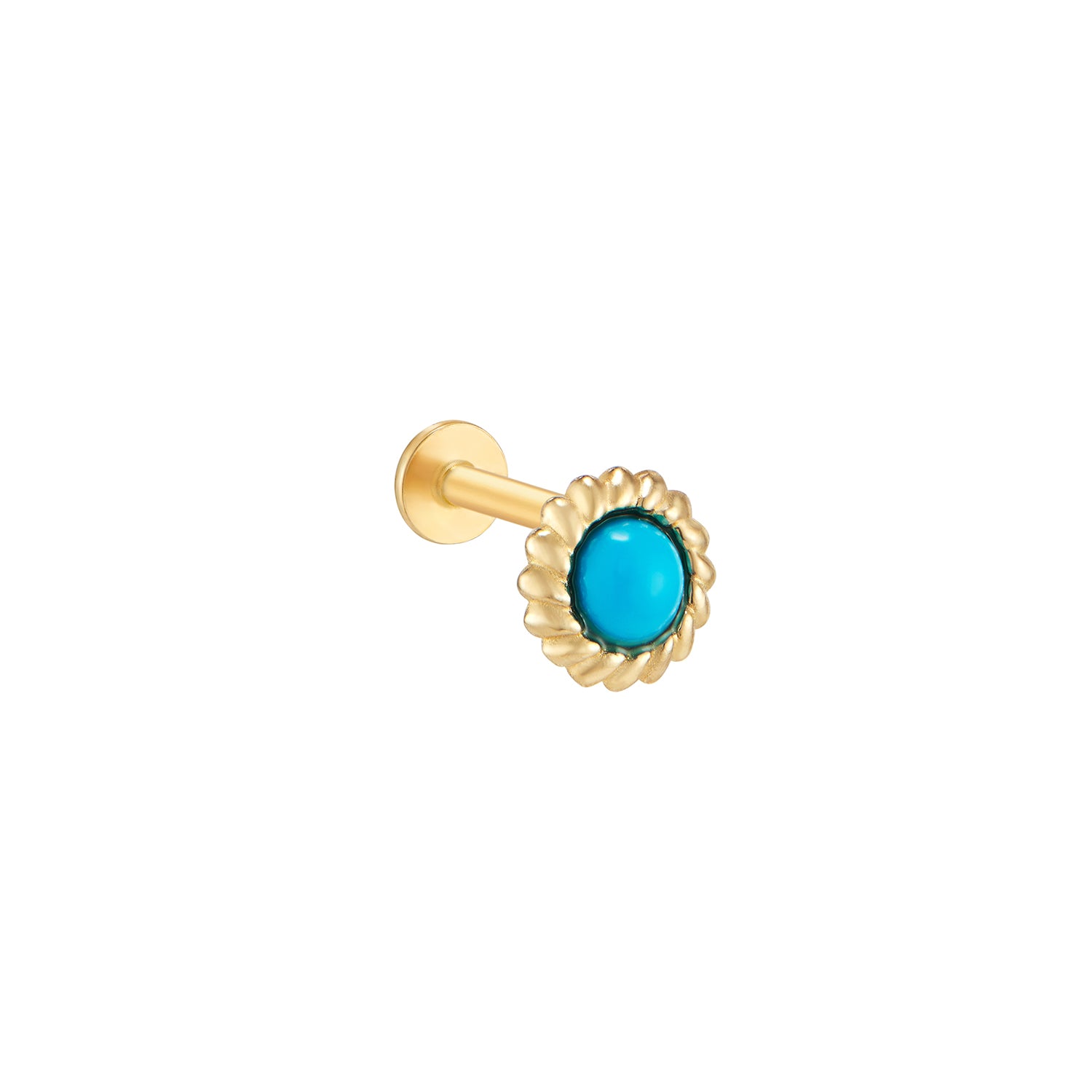 Cabochon Turquoise Rope Frame Labret Piercing 14K Gold | Musemond