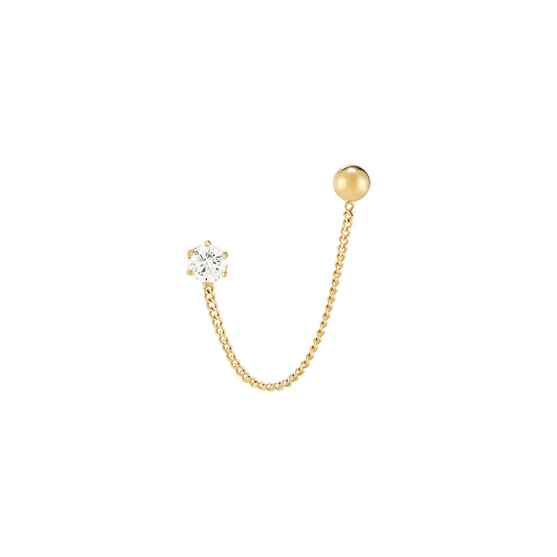 Chain Double Stud Earring 14K Gold | Musemond
