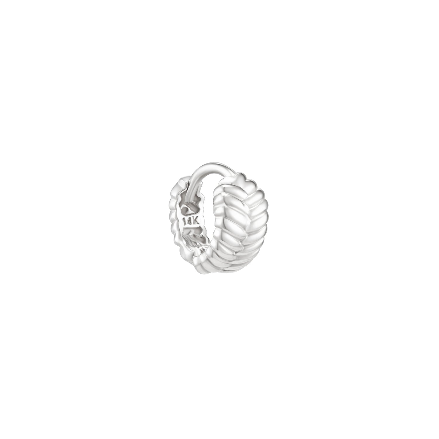 Herringbone Huggie Hoop 14K Gold | Musemond