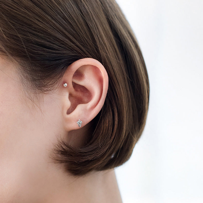 Tiny 2mm Ball Barbell Tragus Earring | Musemond