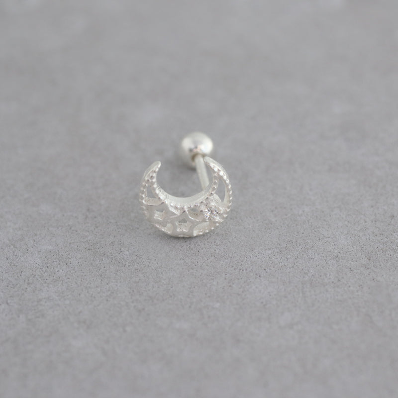 20g Crescent Moon Piercing 925 Sterling Silver | Musemond