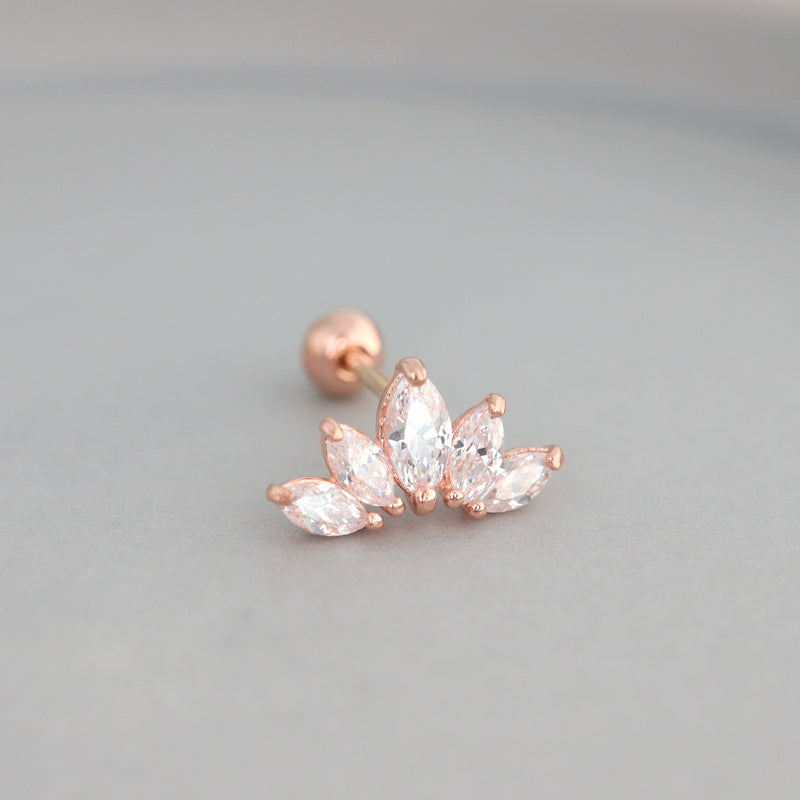 Marquise Crown Stud Earring 14K Gold | Musemond