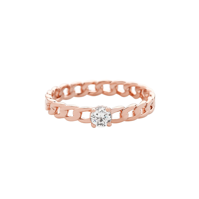 925 Silver CZ Chain Ring | Dainty Stacking Rings | Musemond