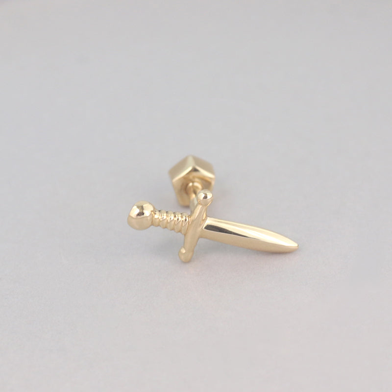 Dagger Stud Piercing 14K Gold | Musemond