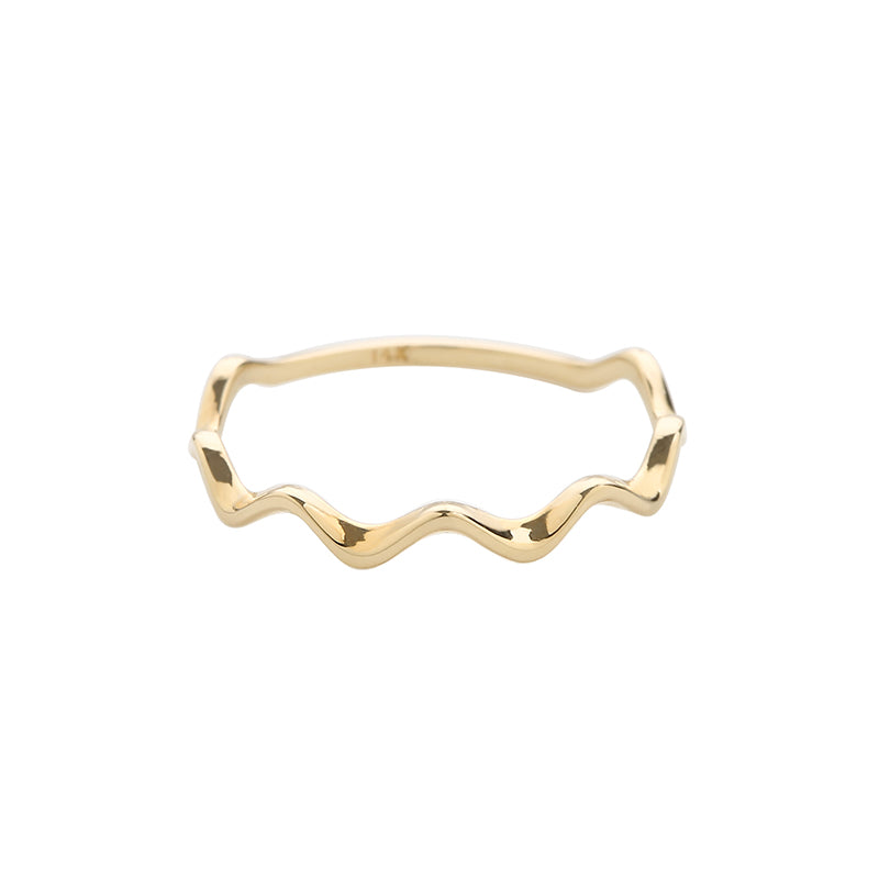 14K Gold Dainty Wavy Ring | Musemond