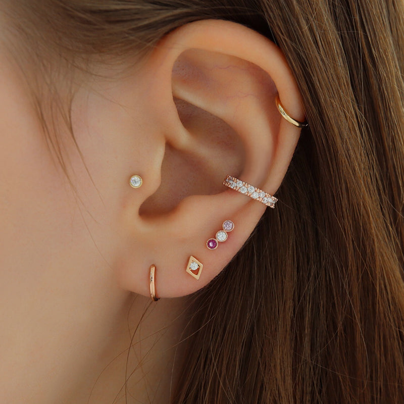 Diamond Shape Cartilage Piercing 925 Sterling Silver | Musemond