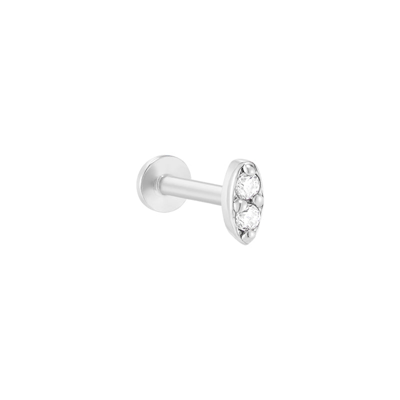 Tiny Double Gem Labret Piercing- 14K Gold | Musemond