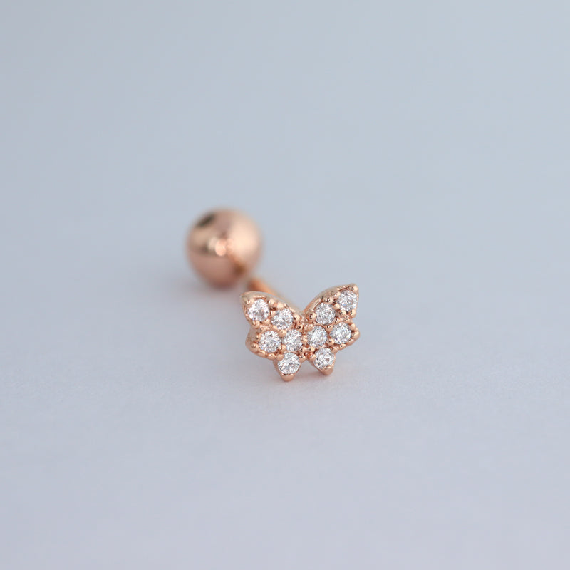 Pave Butterfly Cartilage Piercing 925 Sterling Silver | Musemond