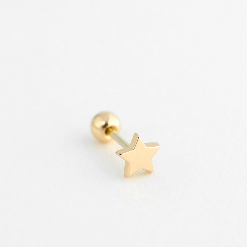 4mm Flat Tiny Star Piercing 14K Gold | Musemond