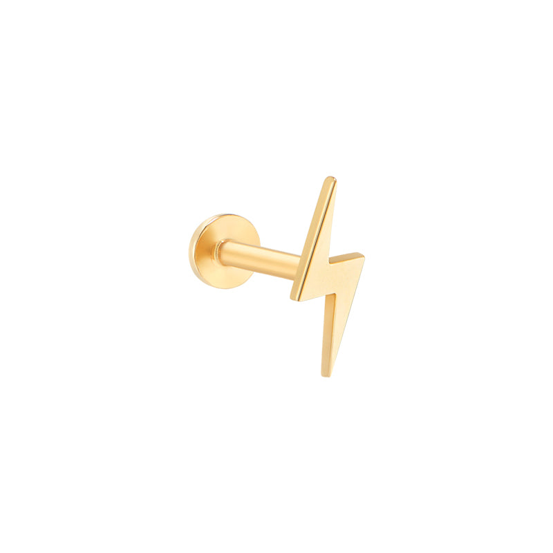 Lightning Bolt Labret Piercing 14K Gold | Musemond