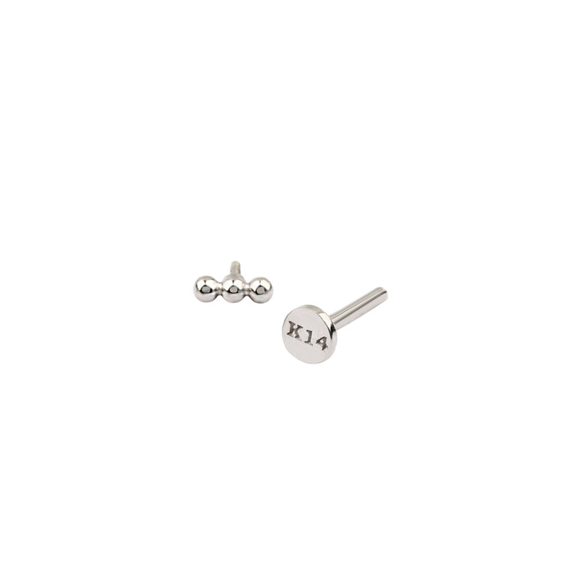 Linear Triple Bead Stud Labret Piercing 14K Gold | Musemond