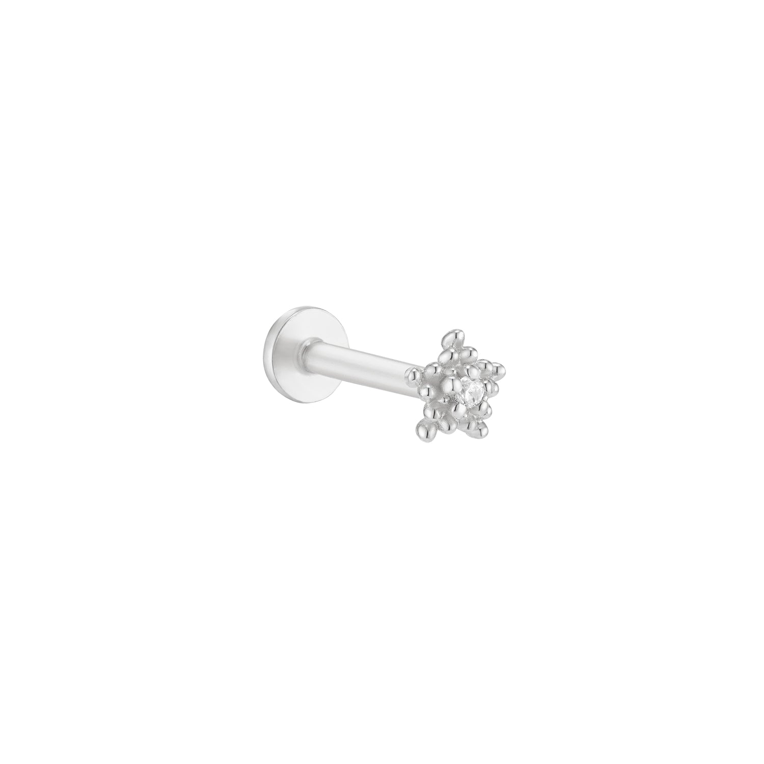 Micro Beaded Star Threaded Stud Earring 14K Gold | Musemond
