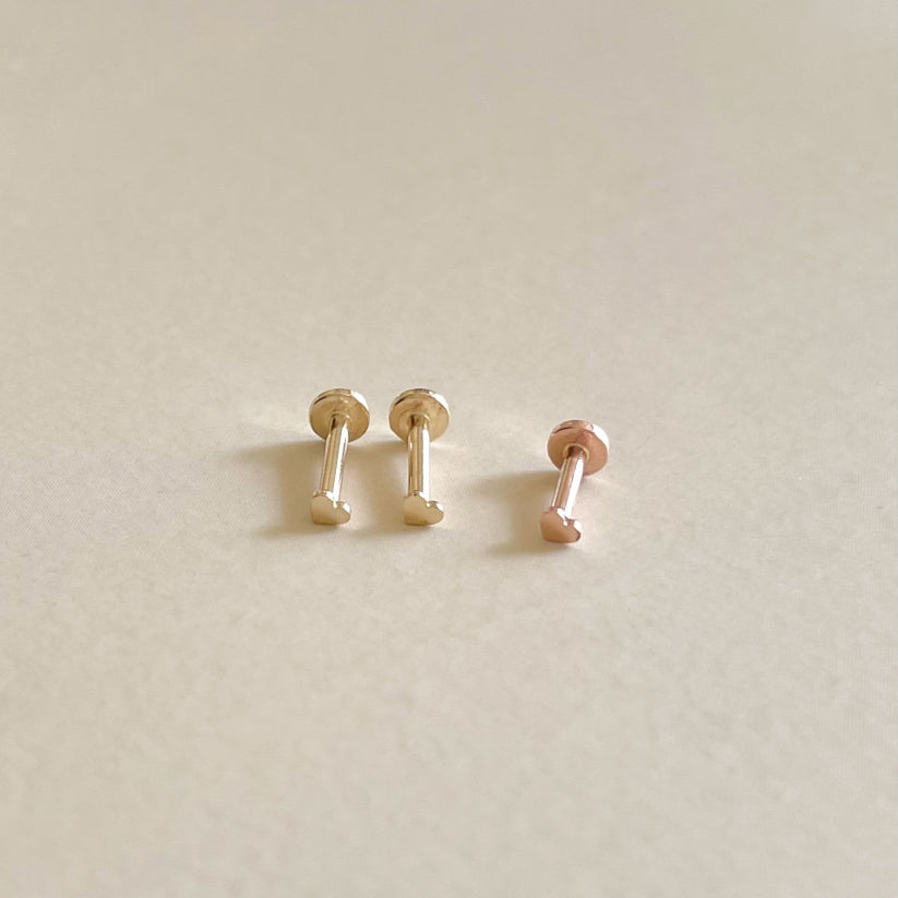 Micro Heart Stud Labret Piercing 14K Gold | Musemond