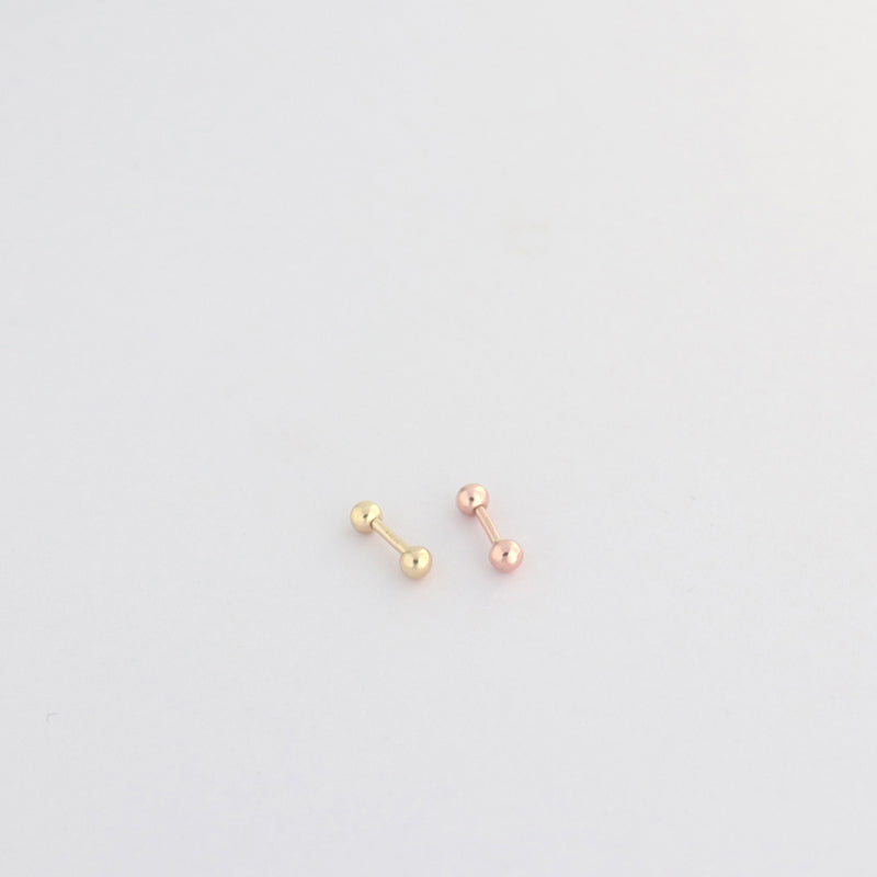 18g Ball Barbell Piercing 14K Gold | Musemond