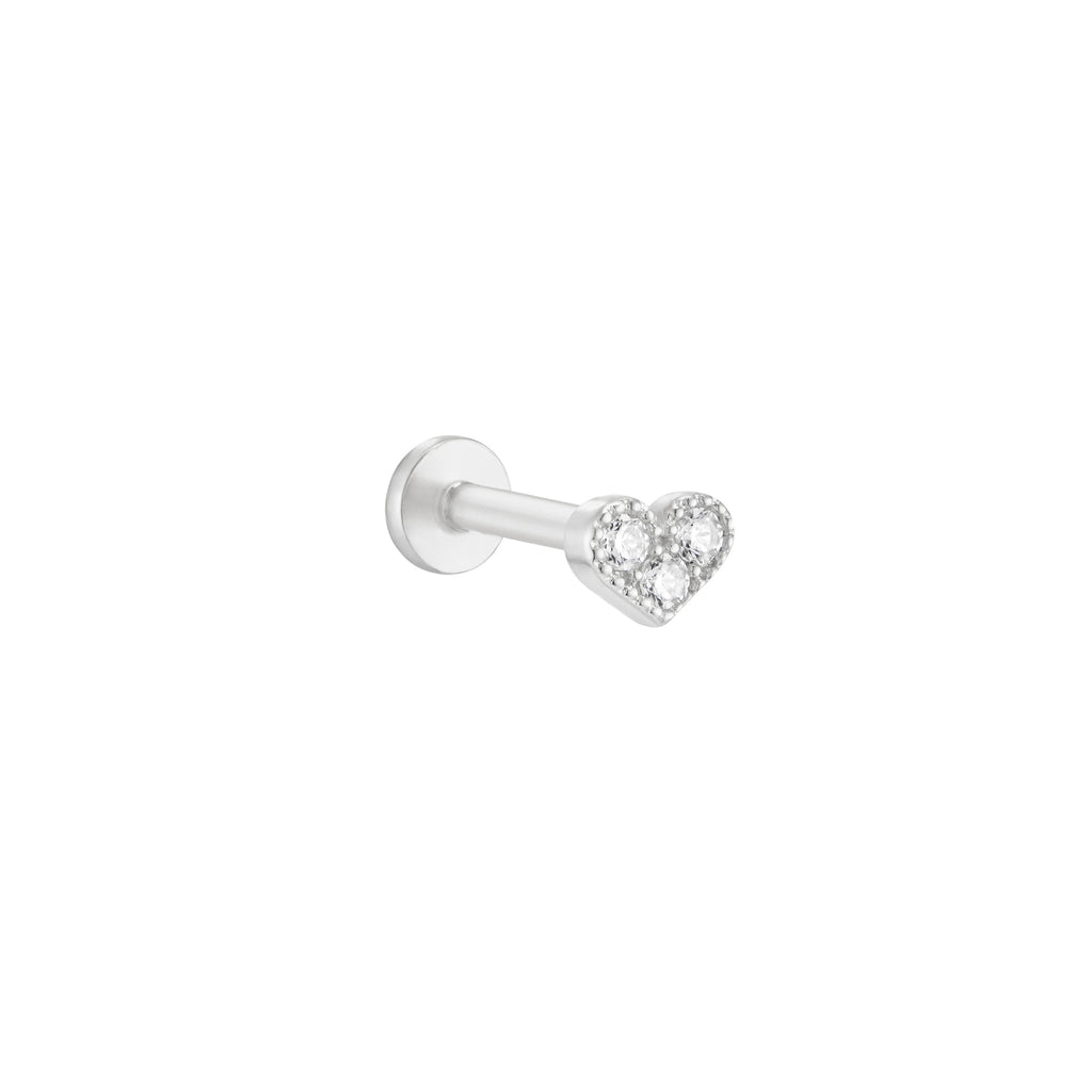 Mini Pave Heart Labret Piercing 14K Gold | Musemond