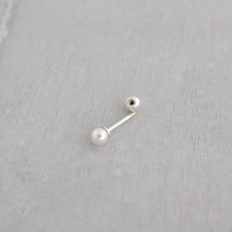 Single Pearl Stud Piercing 925 Sterling Silver | Musemond