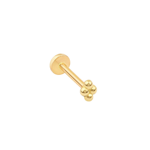 Quad Bead Stud Flat Back Earring 14K Gold | Musemond