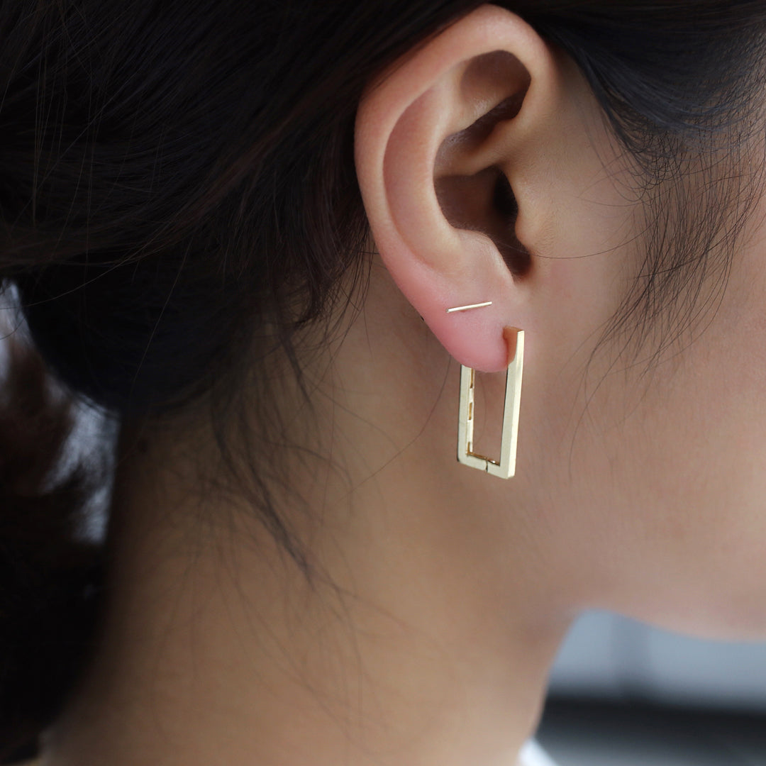 Rectangle Hoop Earrings 925 Sterling Silver | Musemond