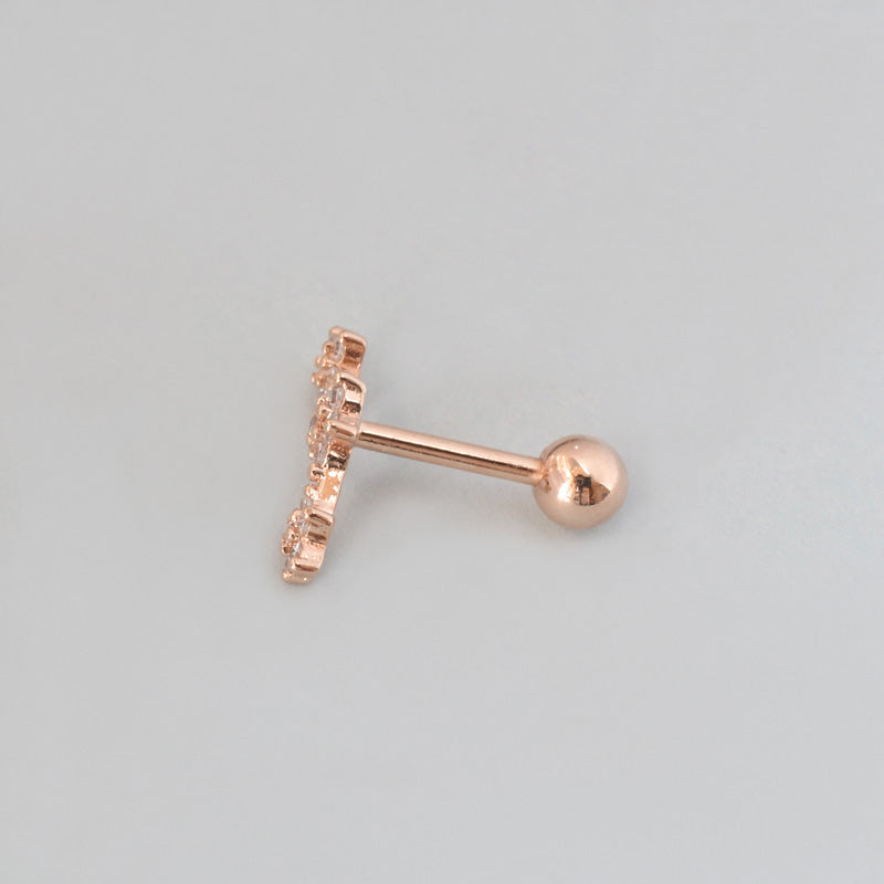 Curve Clover Cartilage Piercing 925 Sterling Silver | Musemond