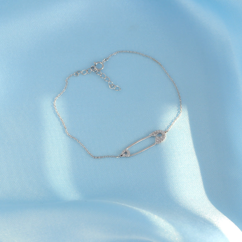 Safety Pin Bracelet 925 Sterling Silver | Musemond