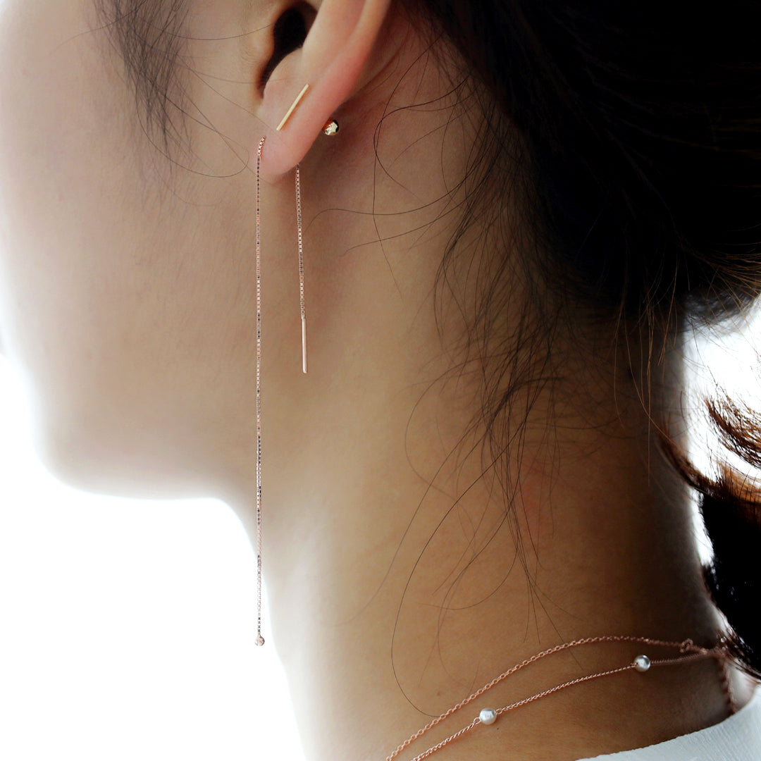 Simple Chain Threader Earrings 925 Silver | Musemond