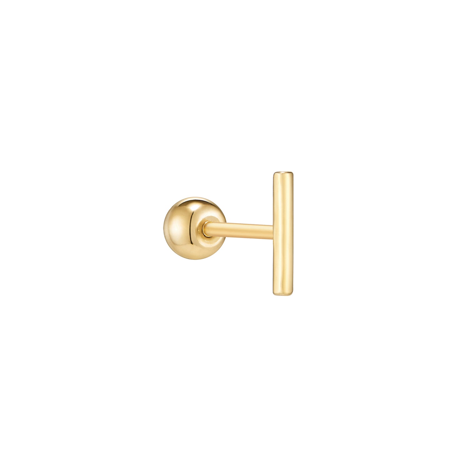 Slim Bar Stud Ball-Back Piercing 14K Gold | Musemond