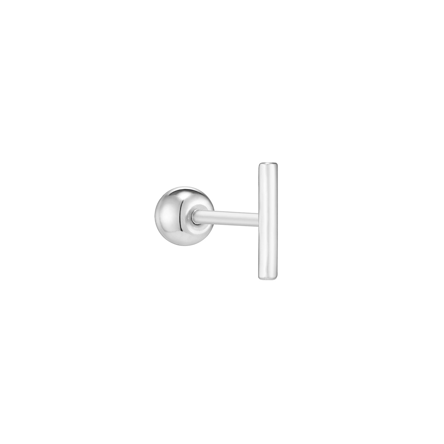 Slim Bar Stud Ball-Back Piercing 14K Gold | Musemond