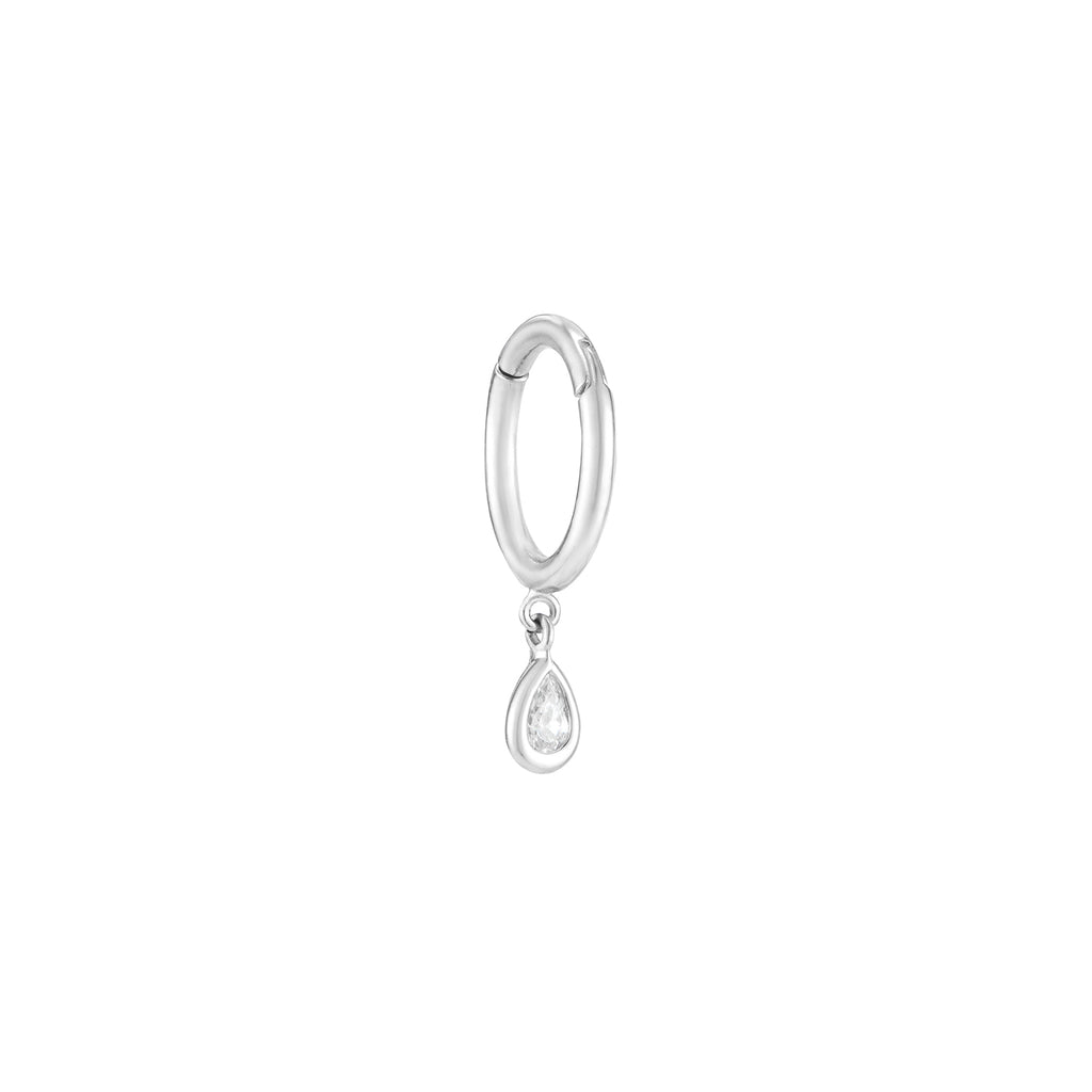 Teardrop Charm Dangle Clicker Ring Hoop 14K Gold | Musemond