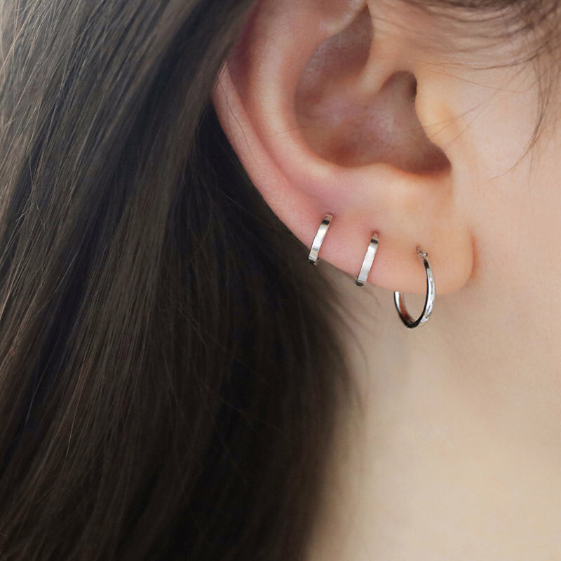 Tiny Flat Huggie Hoop 925 Sterling Silver | Musemond