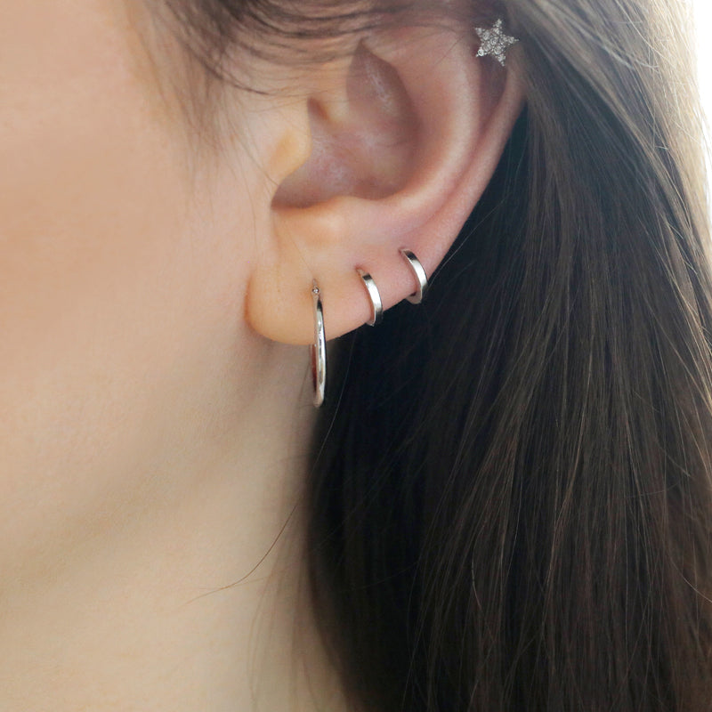 Tiny Flat Huggie Hoop 925 Sterling Silver | Musemond