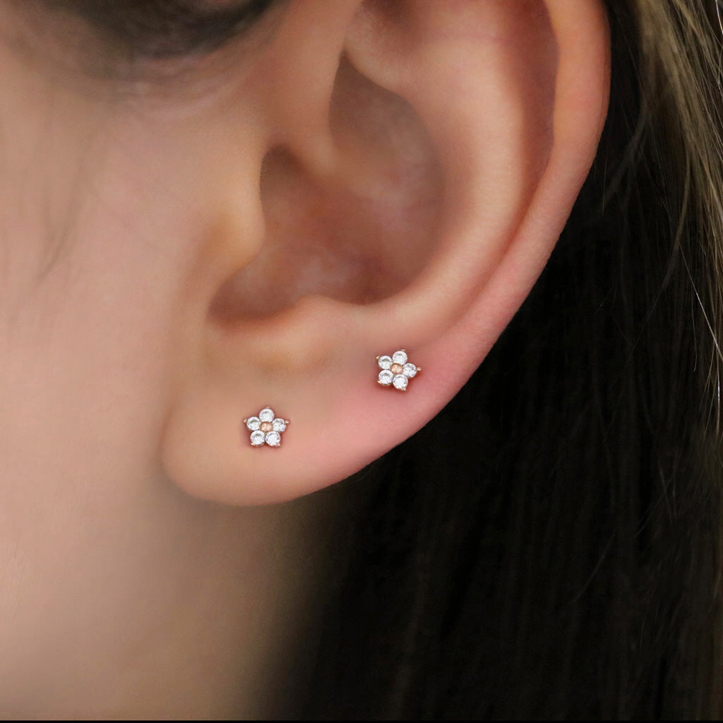Tiny Flower Cartilage Piercing 925 Sterling Silver | Musemond