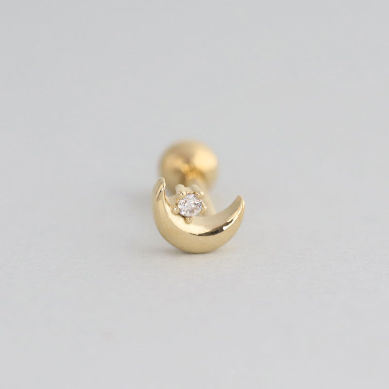 Mini Crescent Moon Piercing 925 Sterling Silver | Musemond