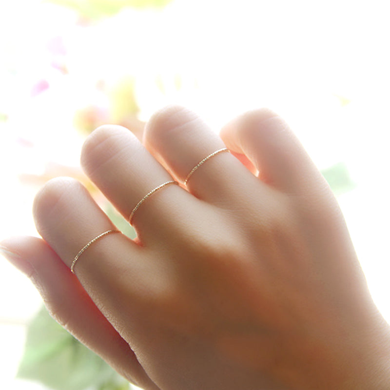 Ultra Thin Faceted Stacking Rings 925 Sterling Silver | Musemond