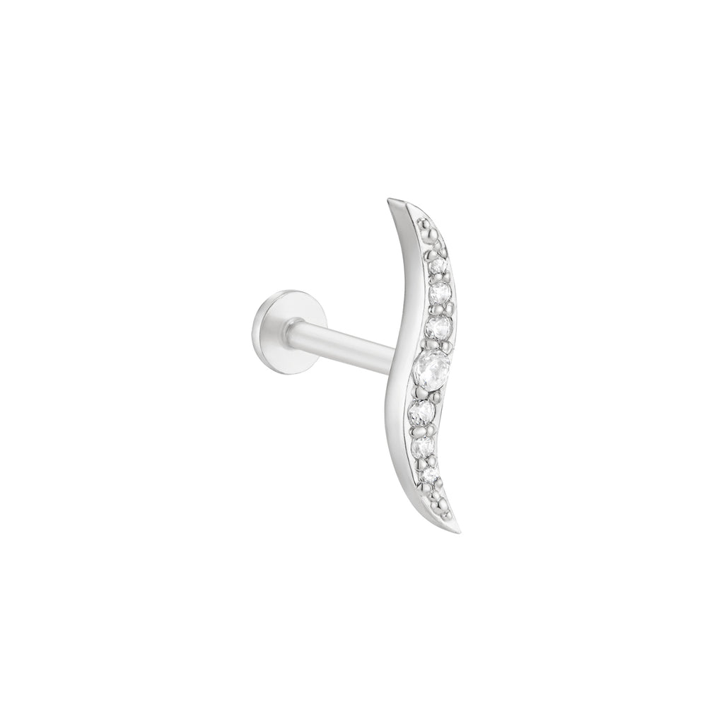 Wavy Bar Stud Labret Piercing 14K Gold | Musemond